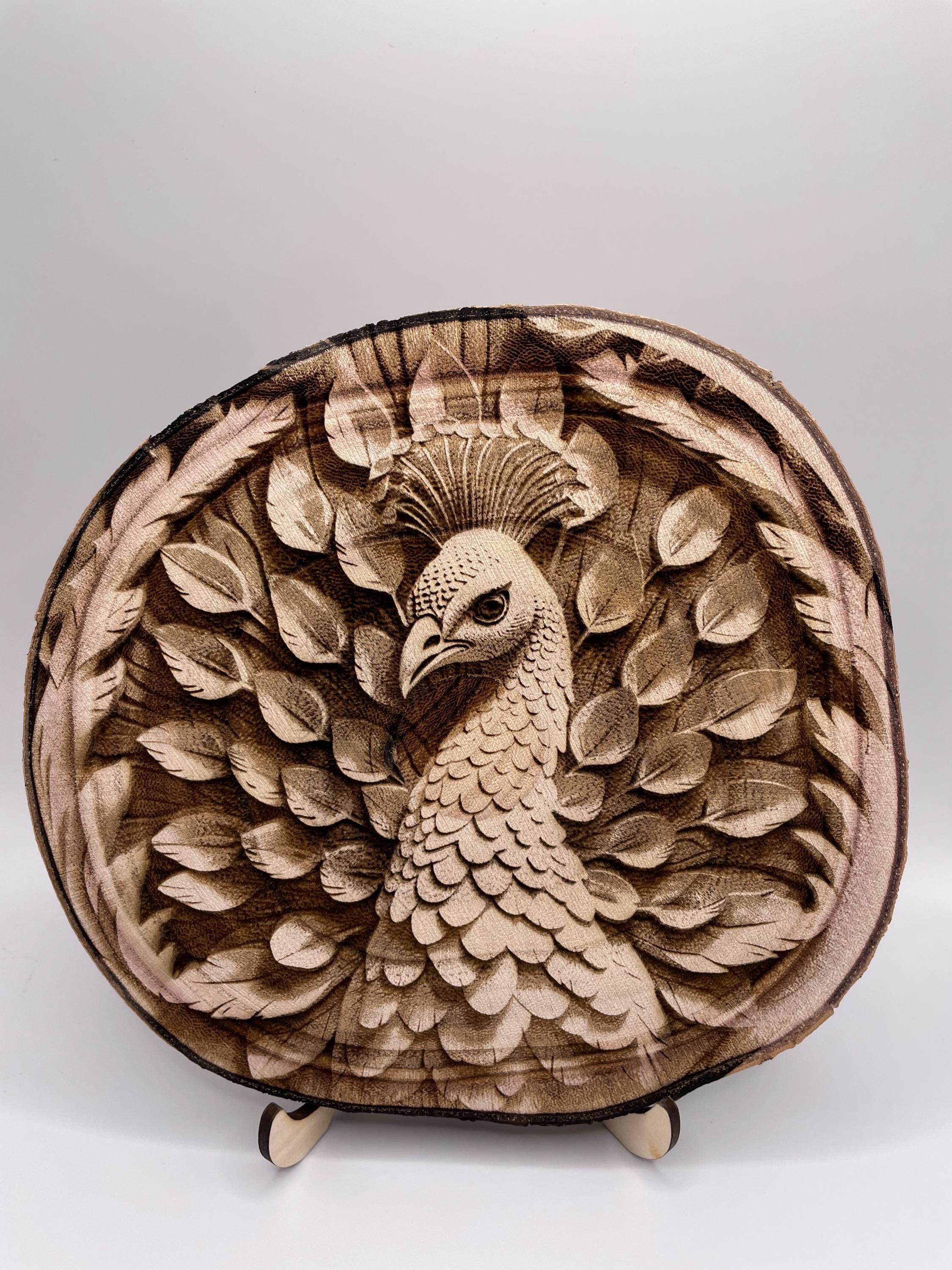 Laser Engraved Animals on Wood Rounds ~live Edge Engraved Animals on ...