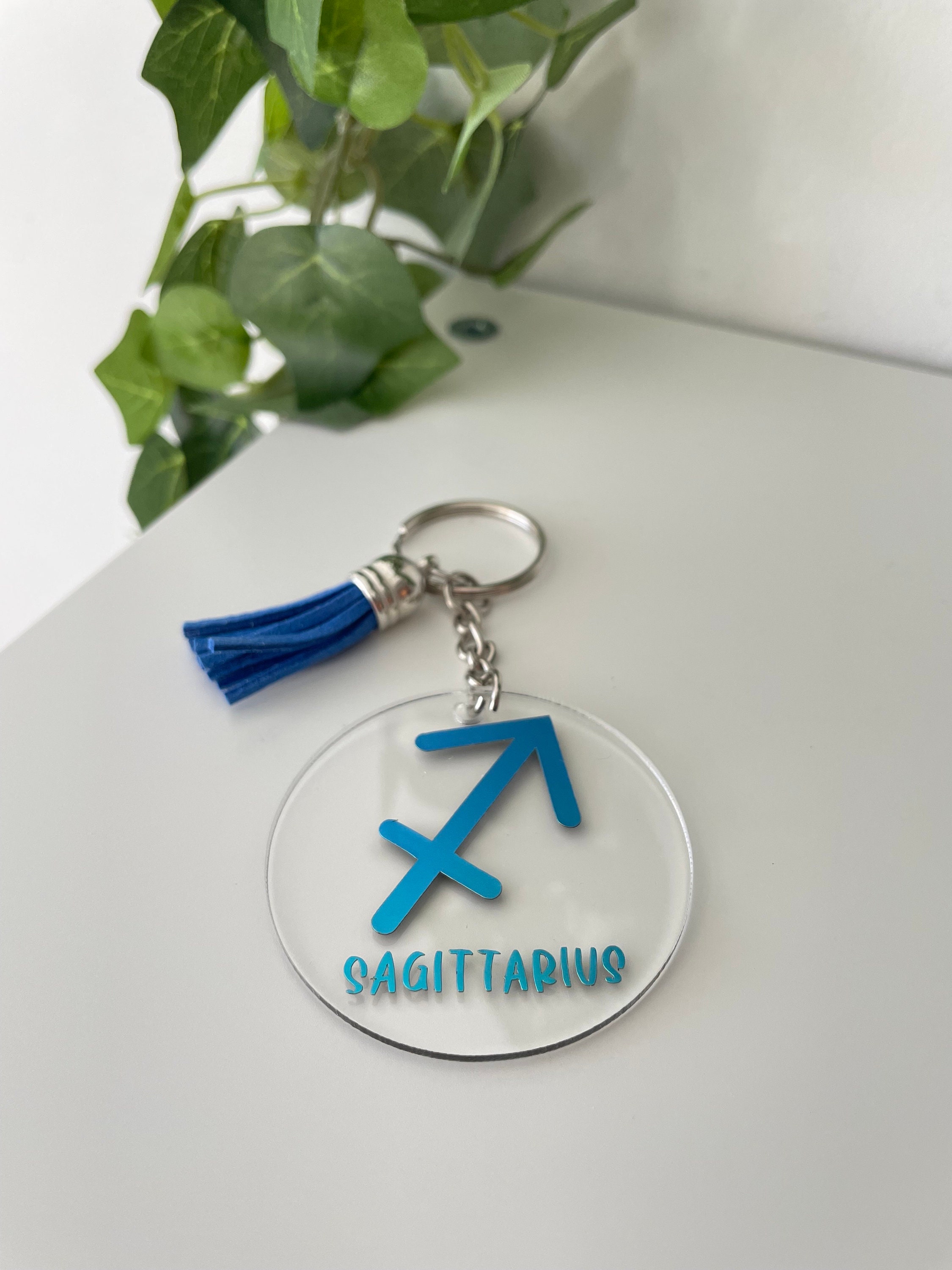 Zodiac Sign Acrylic Keychain Round Acrylic Keychain With - Etsy