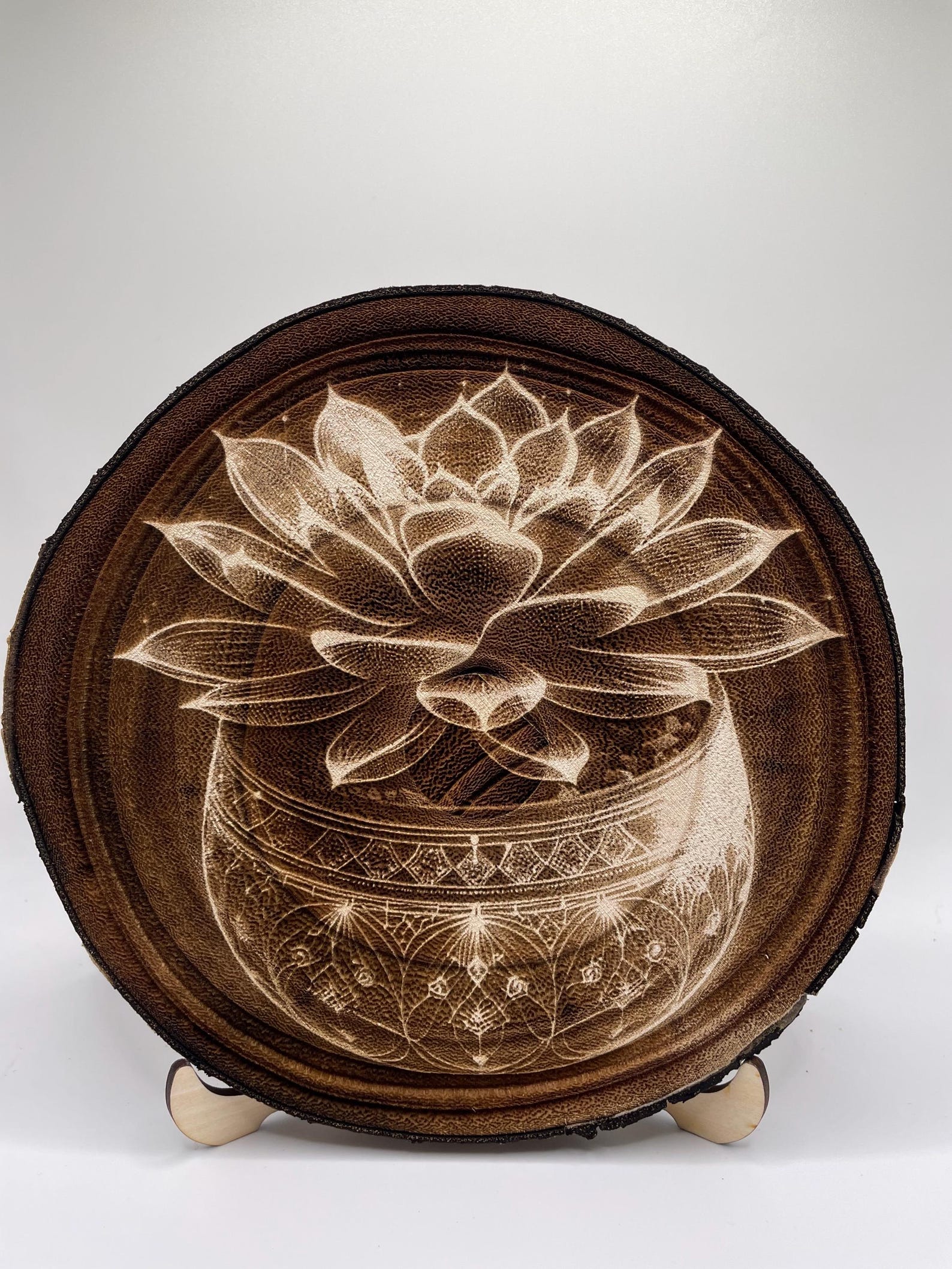 Laser Engraved Plants on Wood Rounds ~live Edge Engraved Plants on Wood ...
