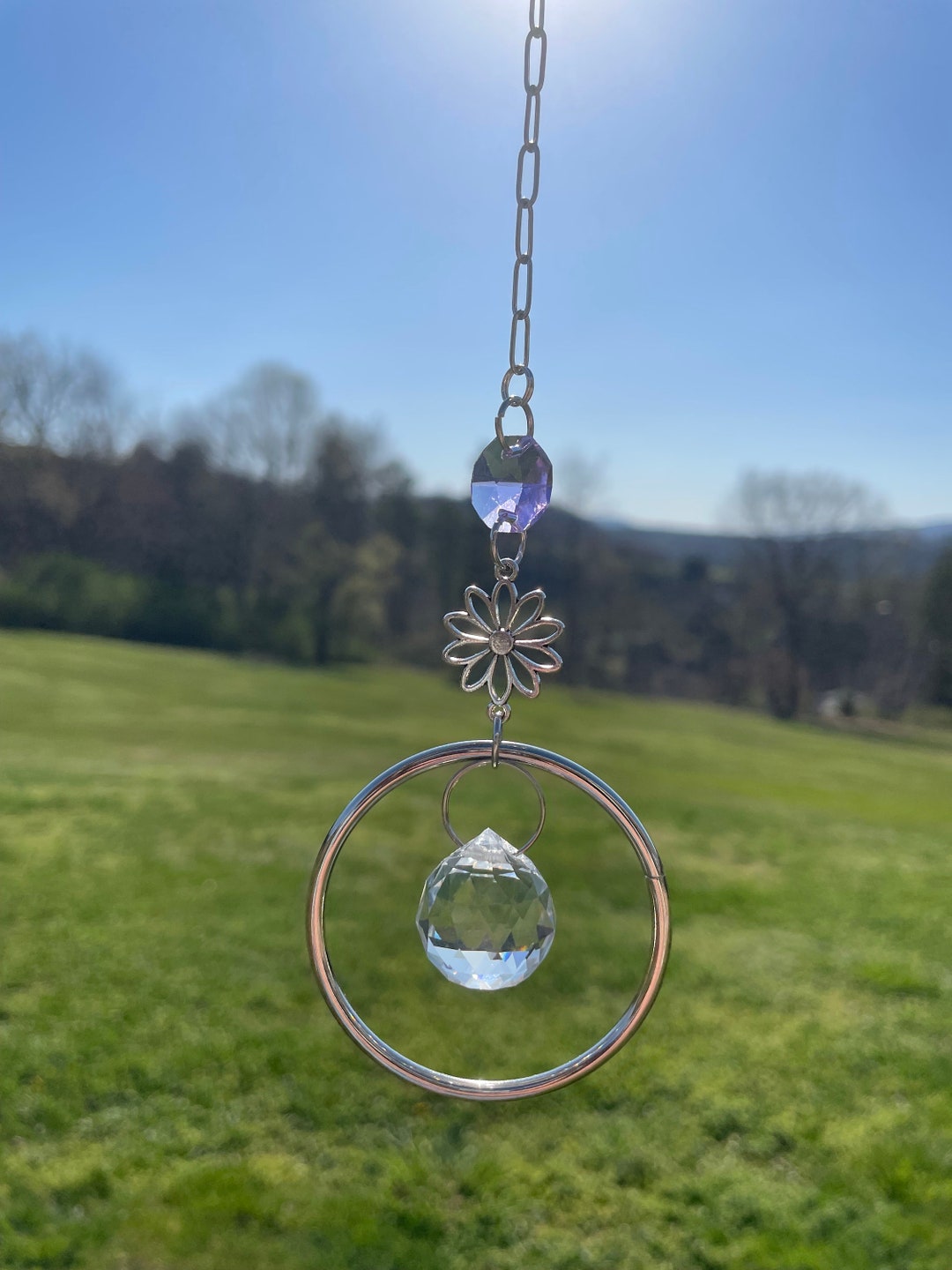 Single Ring Colored Gem Suncatcher ~ Sun Charmed Suncatcher ~ Moon ...