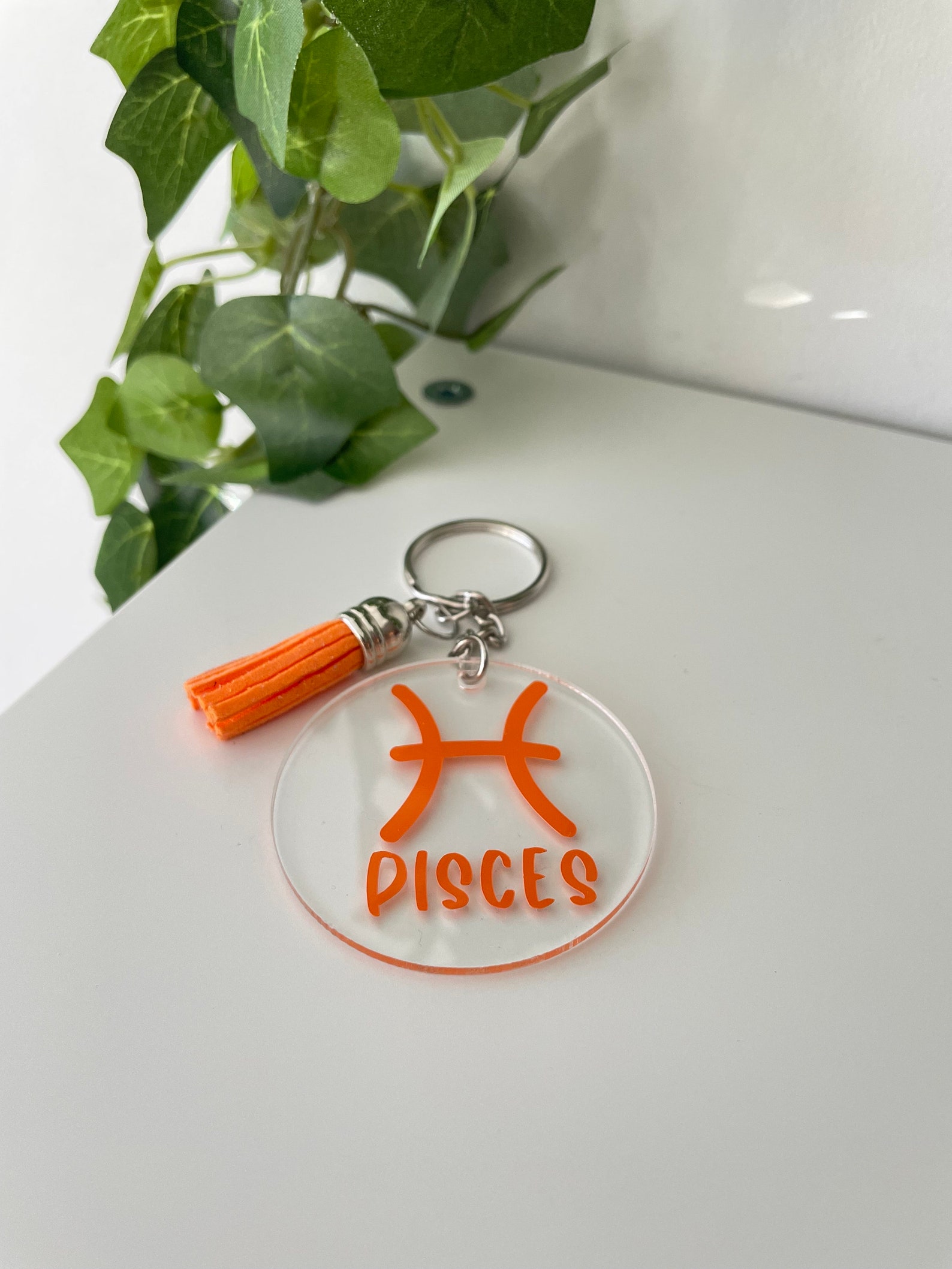 Zodiac Sign Acrylic Keychain Round Acrylic Keychain With - Etsy