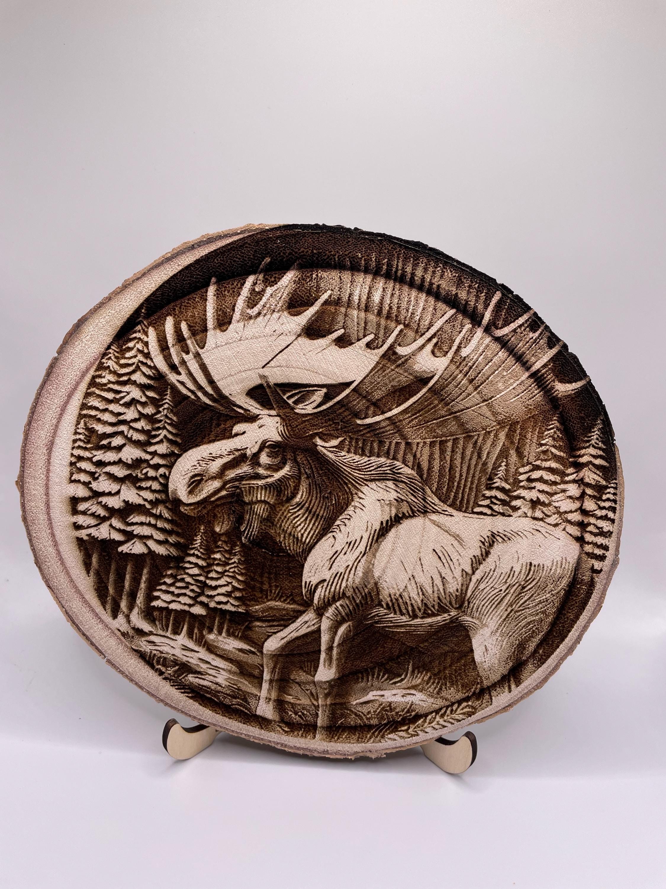 Laser Engraved Animals on Wood Rounds ~live Edge Engraved Animals on ...