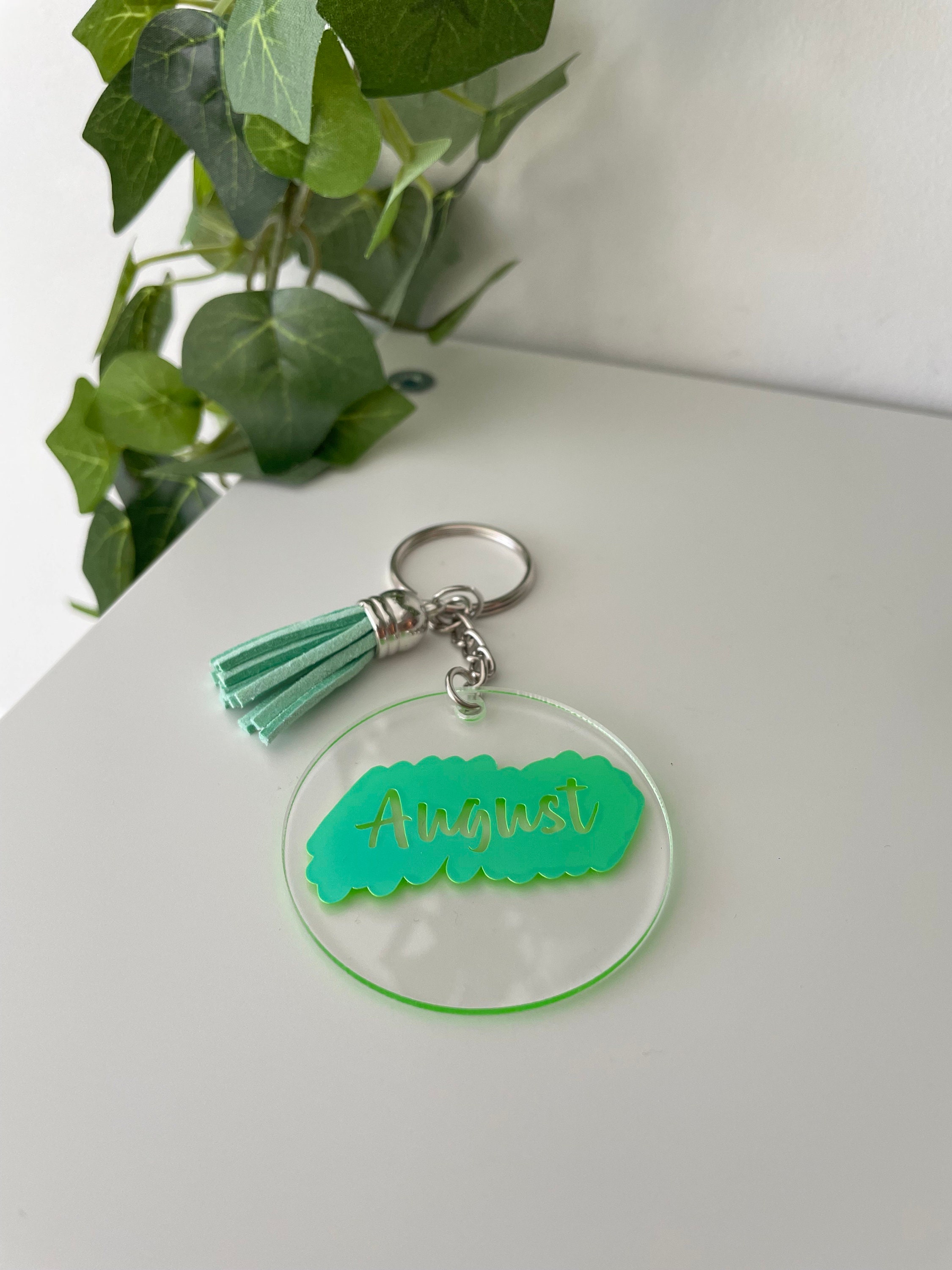 Birth Month Acrylic Round Vinyl Decal Keychains Birthstone - Etsy