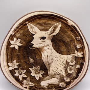 Laser Engraved Animals on Wood Rounds ~live Edge Engraved Animals on ...