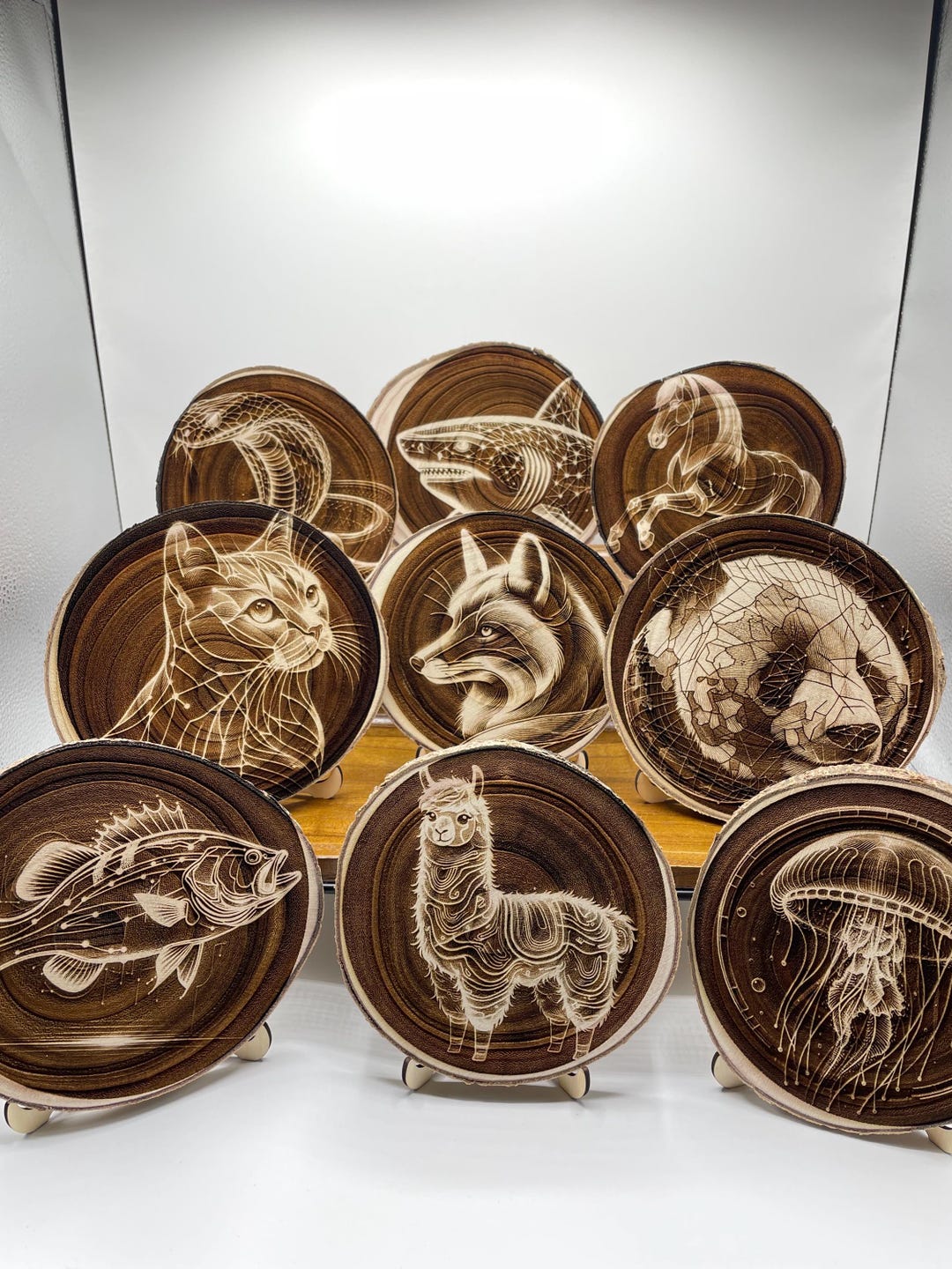 Laser Engraved Animals ~ Laser Engraved Animals on Wood Rounds ~ Décor ...