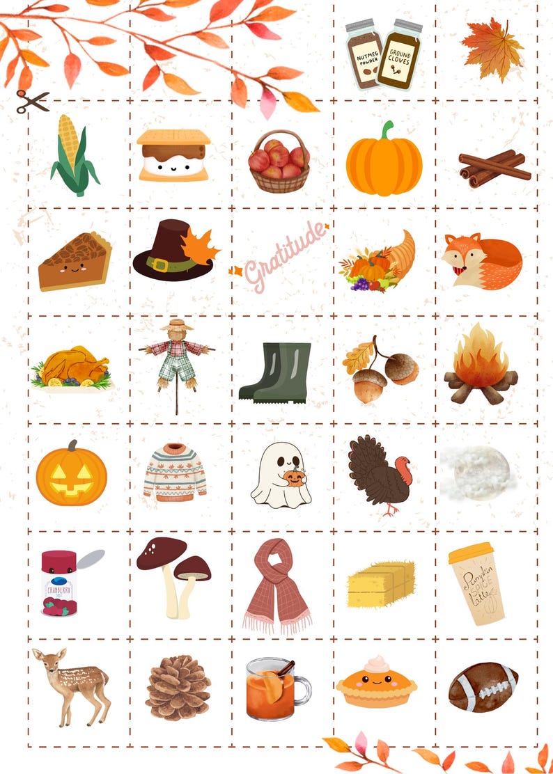 Autumn Bingo With 30 Different Cards! - Etsy