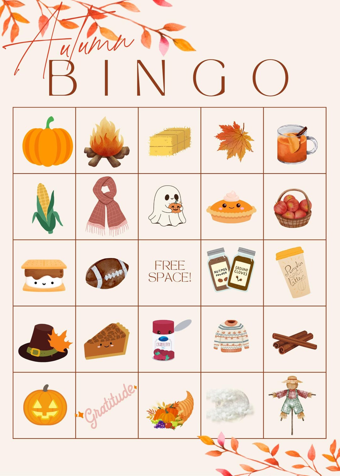 Autumn Bingo With 30 Different Cards! - Etsy
