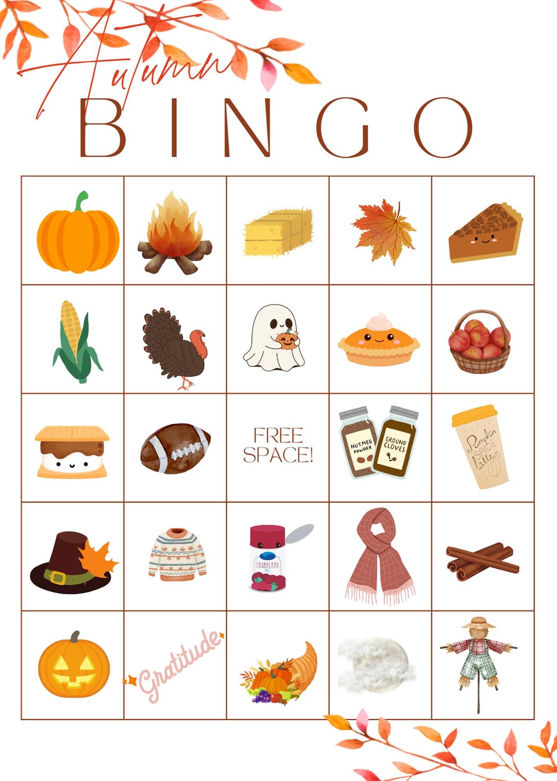 Autumn Bingo With 30 Different Cards! - Etsy