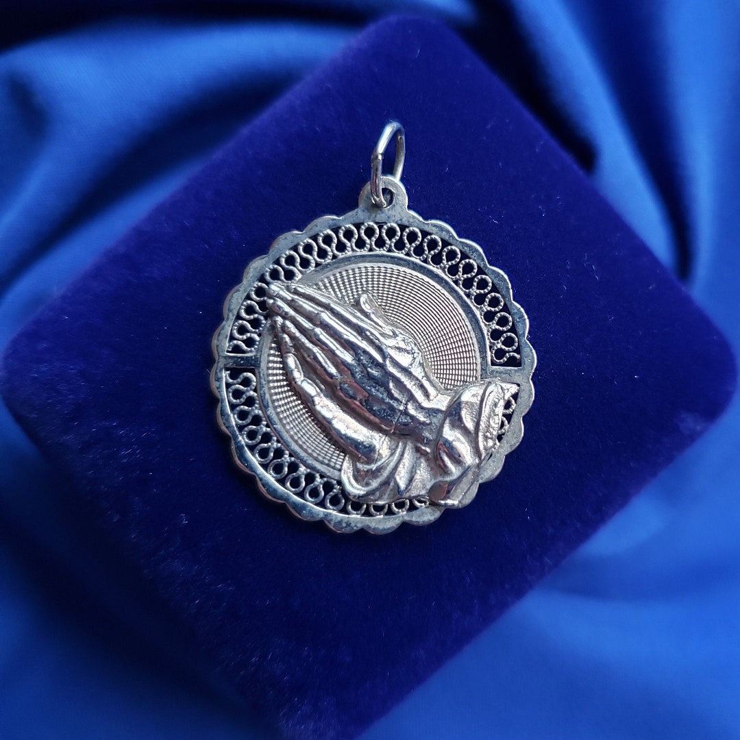 Vintage Round Silver Christian Charm With Filigree Details - Etsy