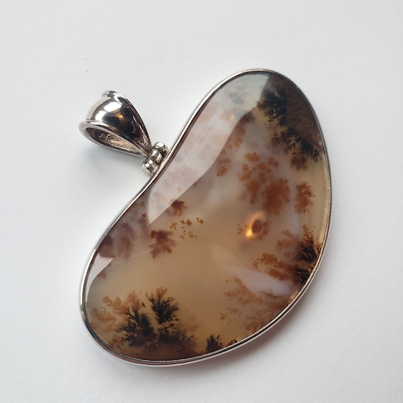 Big Sterling Silver Picture Agate Pendant Unique Arti… - Gem