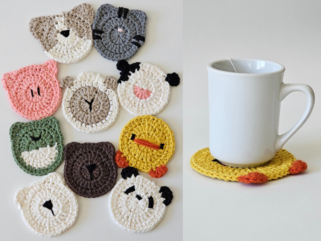 Crochet Animal Coaster | Cute Crochet Animal Coaster| Handmade Crochet ...