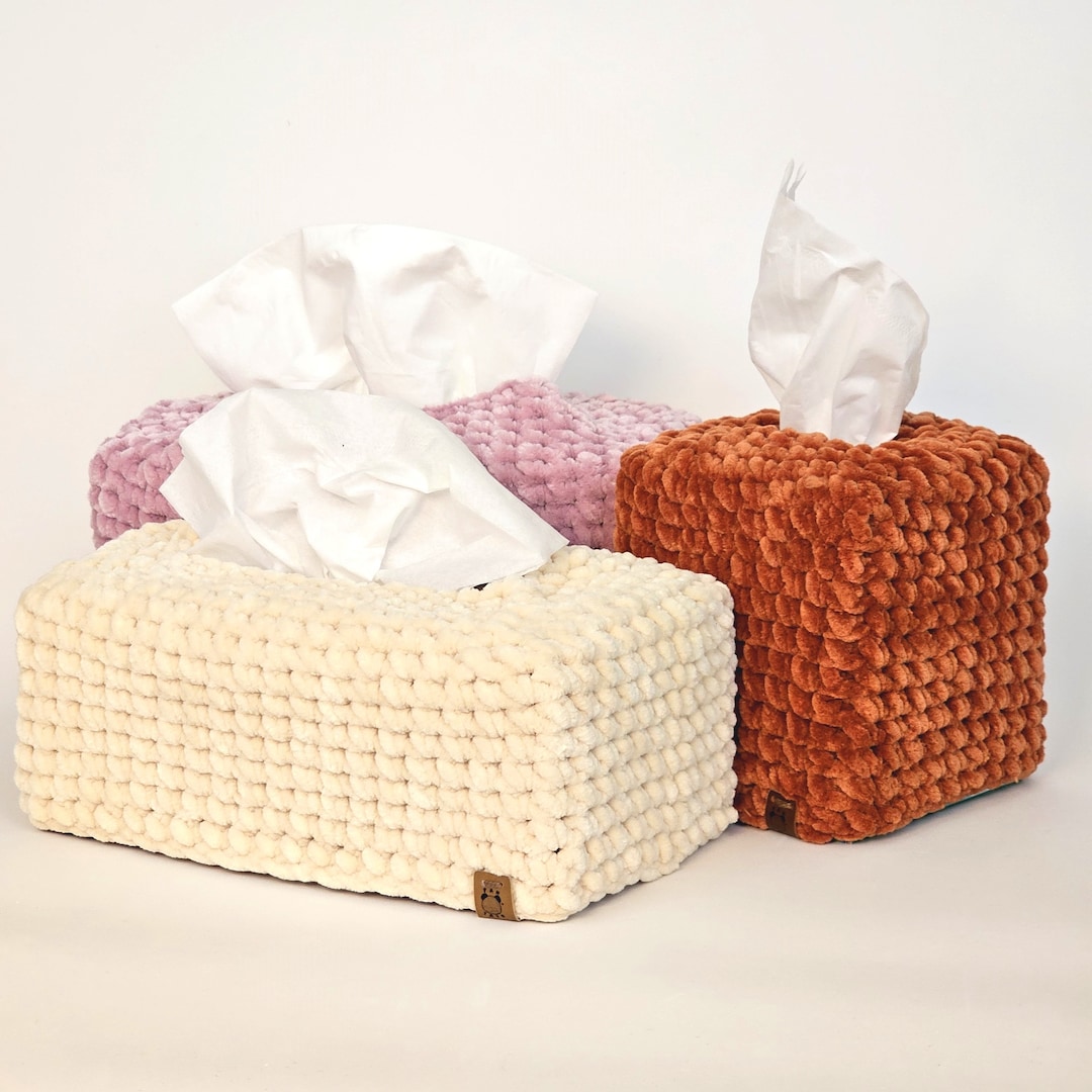 Crochet Soft Tissue Box Cover Fuzzy Tissue Box Cover Modern Home Decor ...