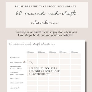 Simple Nurse Planner- Mid Shift Check-in Reminder Sheet - Etsy