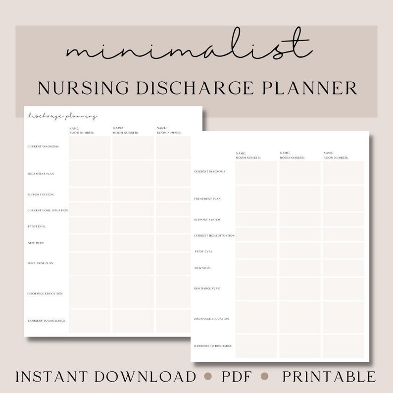 Simple Discharge Planner for Nurses- Nurse Planner/organization - Etsy