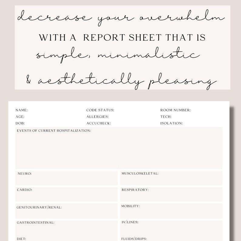 Nursing Report Sheet Daily Planning Bundle - Etsy