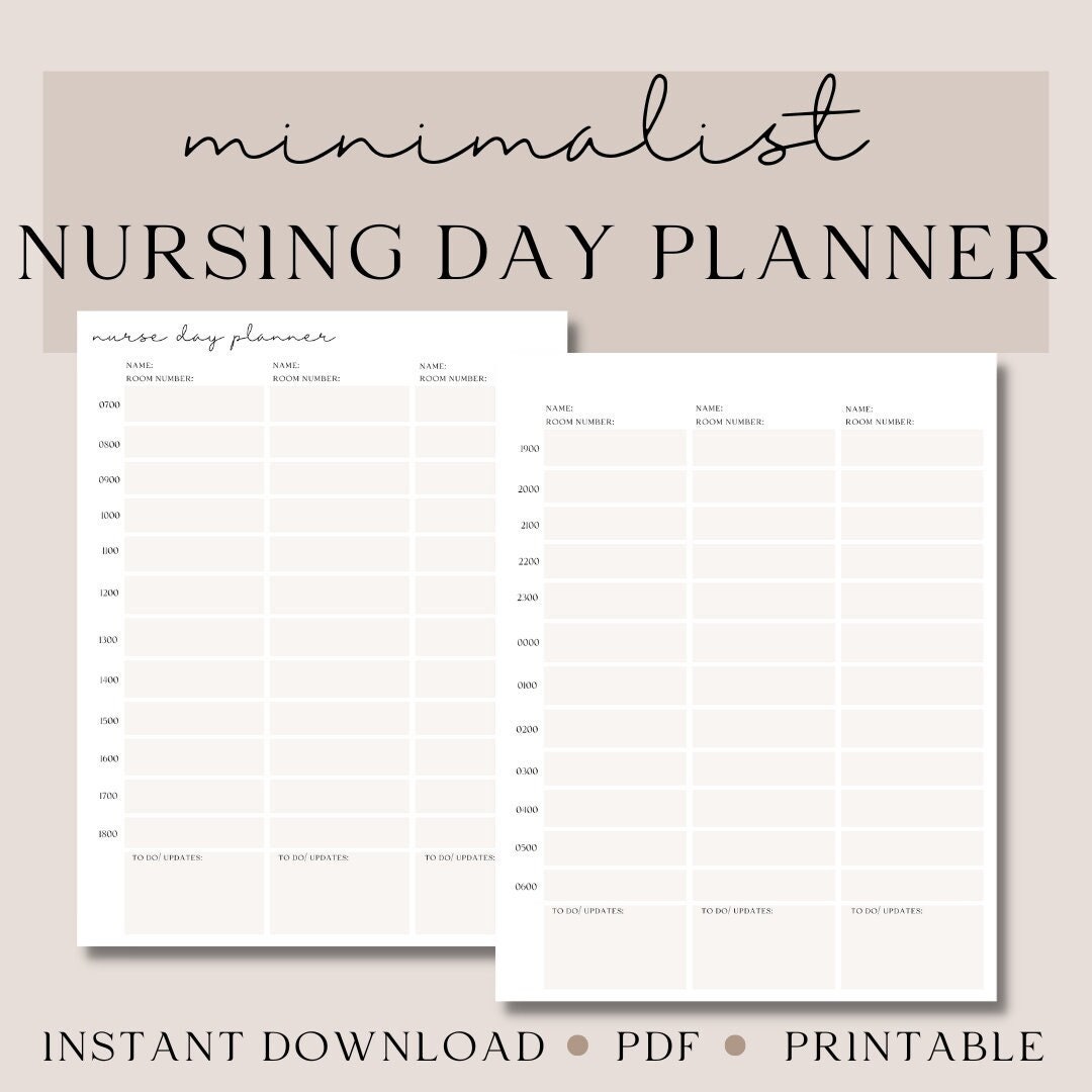 Minimal Nurse Day Planner- up to 6 Patients, 12 Hour Organizer. - Etsy