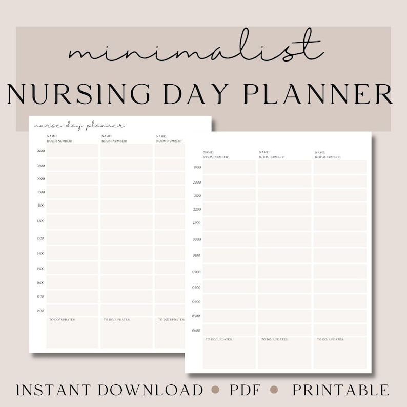 Minimal Nurse Day Planner- up to 6 Patients, 12 Hour Organizer. - Etsy
