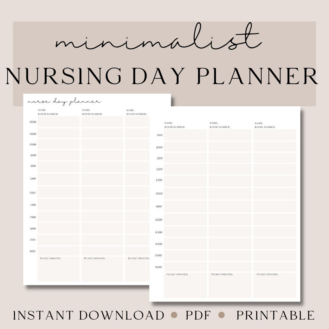 Minimal Nurse Day Planner- up to 6 Patients, 12 Hour Organizer. - Etsy