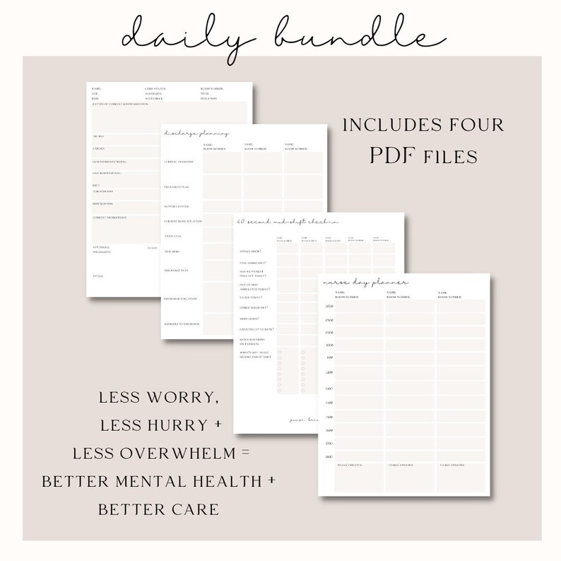 Nursing Report Sheet Daily Planning Bundle - Etsy