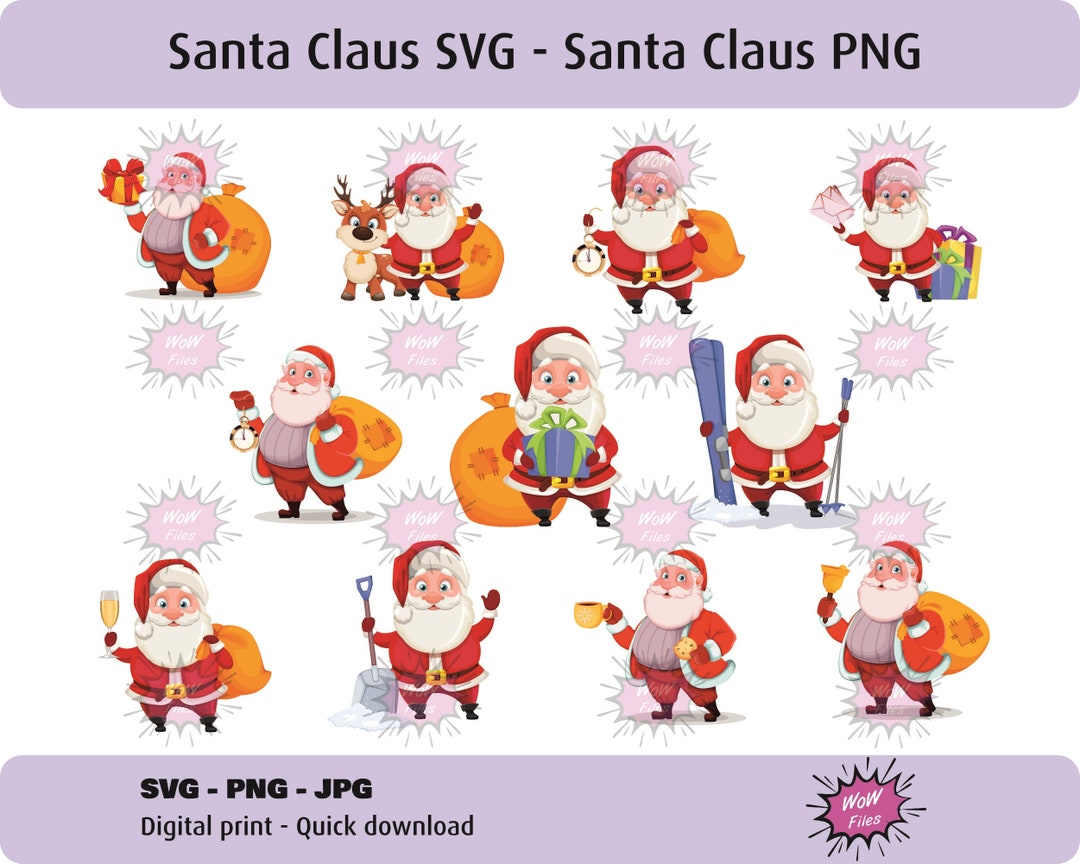 Santa Claus SVG, Santa Claus PNG, Cricut Files, Christmas Clipart ...