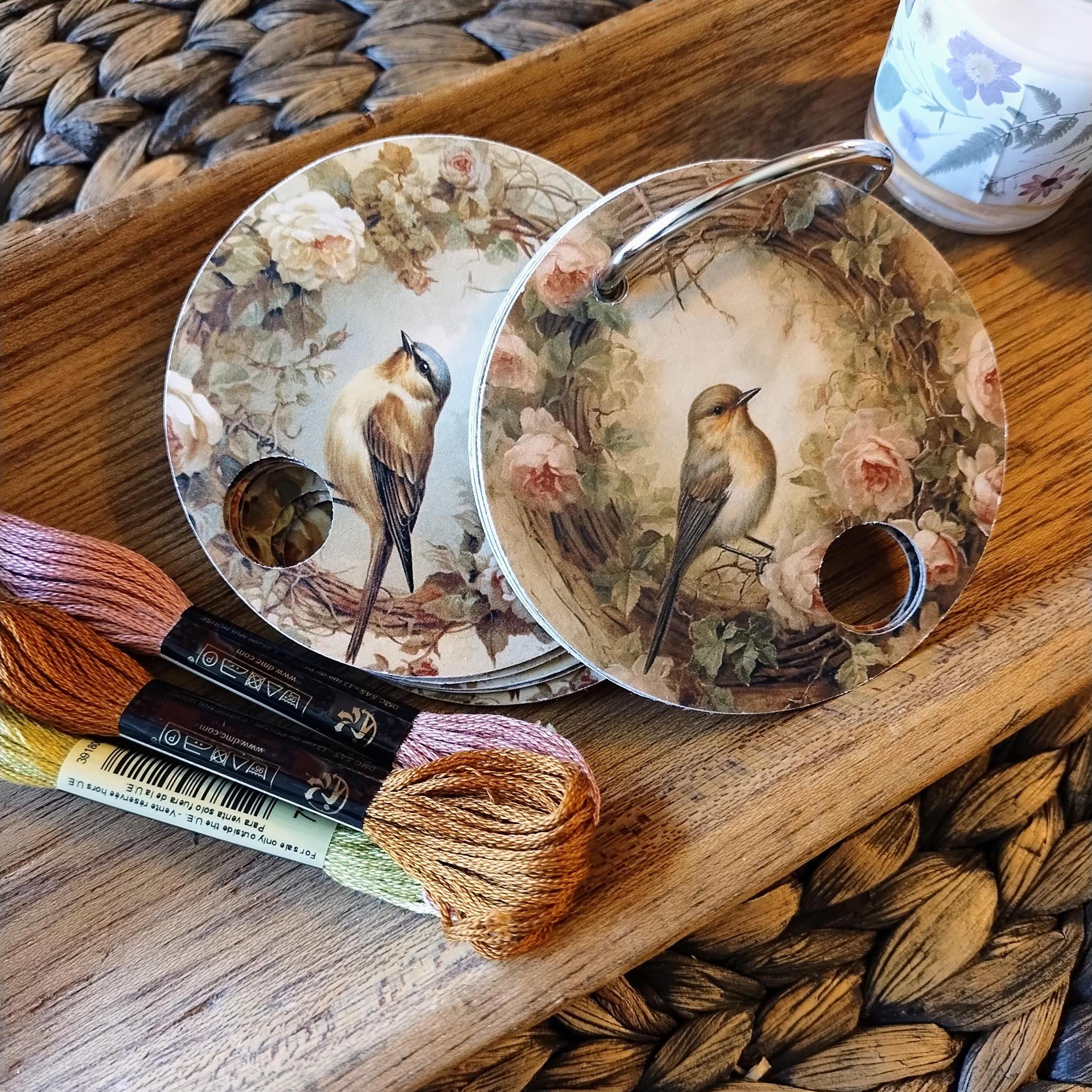 Vintage Birds and Wreaths Floss Drop Circles - Etsy