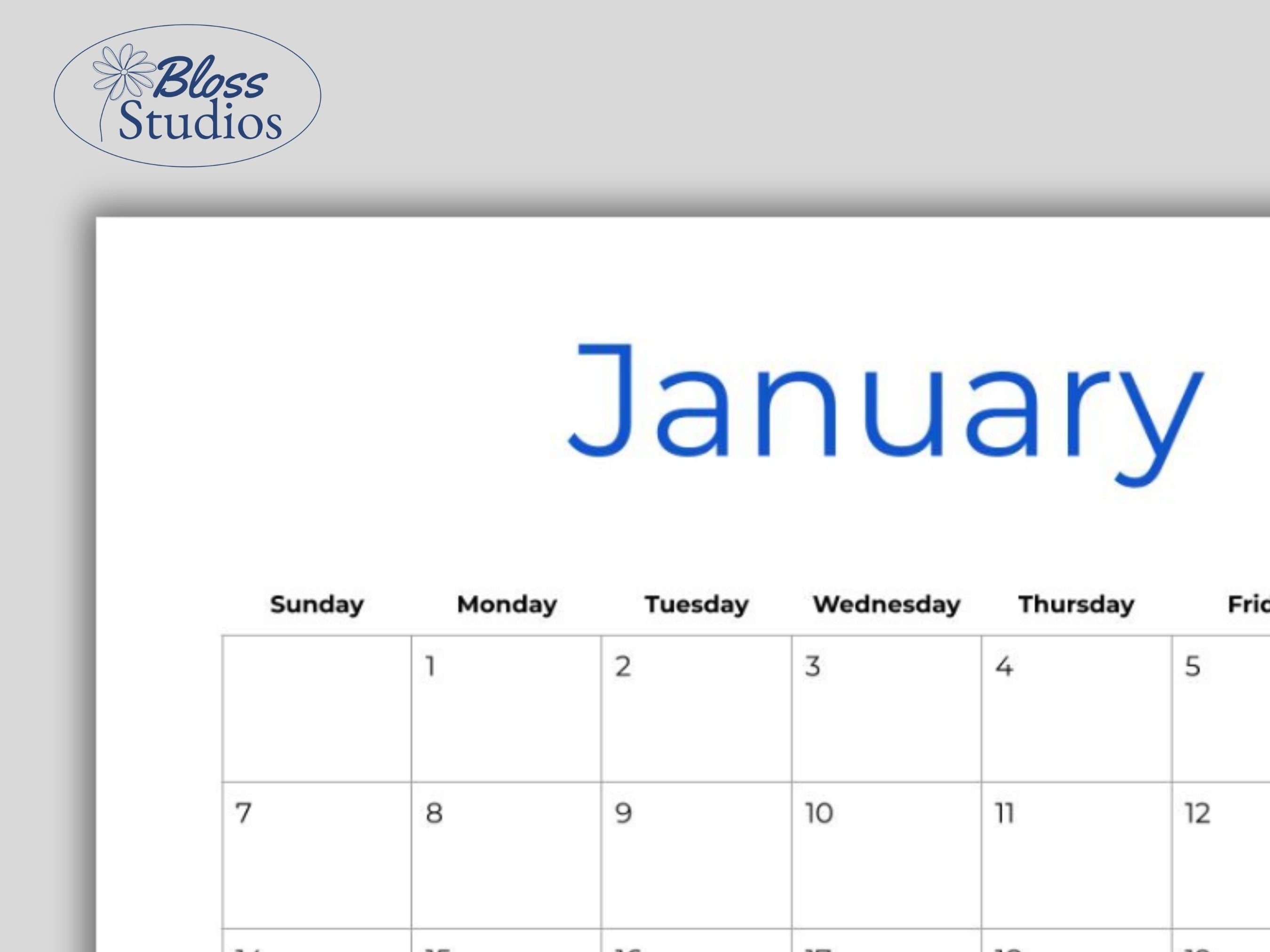 2024 Minimalist Wall Calendar Printable | Office Calendars - Etsy