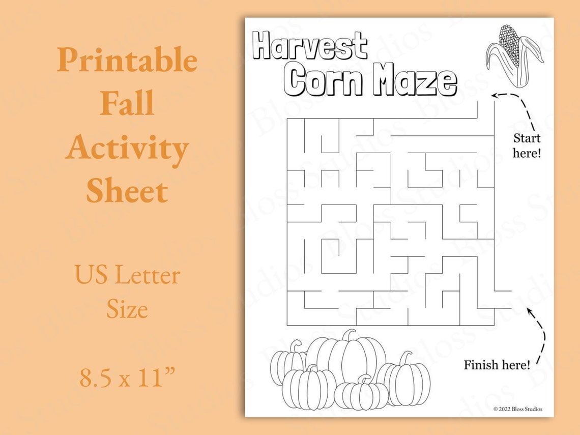 Harvest Corn Maze Activity Page | Printable Fall Activity Sheet ...
