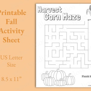 Harvest Corn Maze Activity Page | Printable Fall Activity Sheet ...