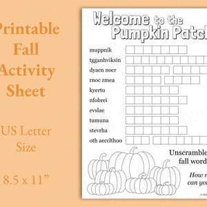Printable Fall Word Scramble | Fall Activity Sheet for Kids | Children ...