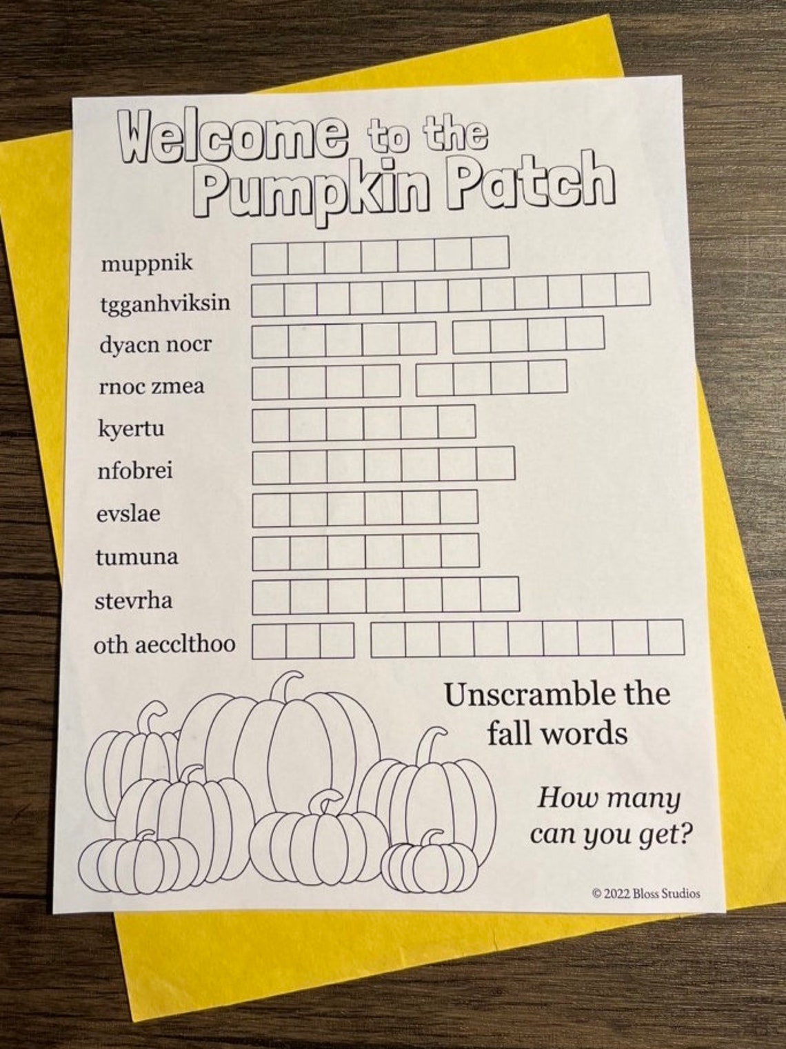 Printable Fall Word Scramble | Fall Activity Sheet for Kids | Children ...