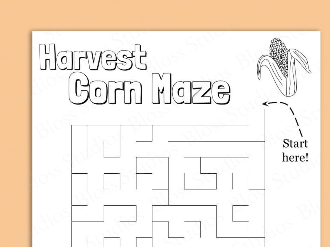 Harvest Corn Maze Activity Page | Printable Fall Activity Sheet ...