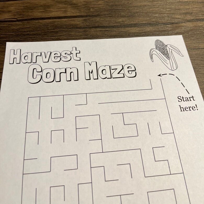 Harvest Corn Maze Activity Page | Printable Fall Activity Sheet ...