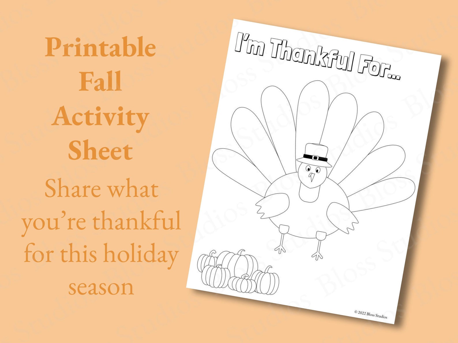 Thankful Turkey Activity Page | Printable Fall Coloring Sheet ...