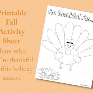 Thankful Turkey Activity Page | Printable Fall Coloring Sheet ...