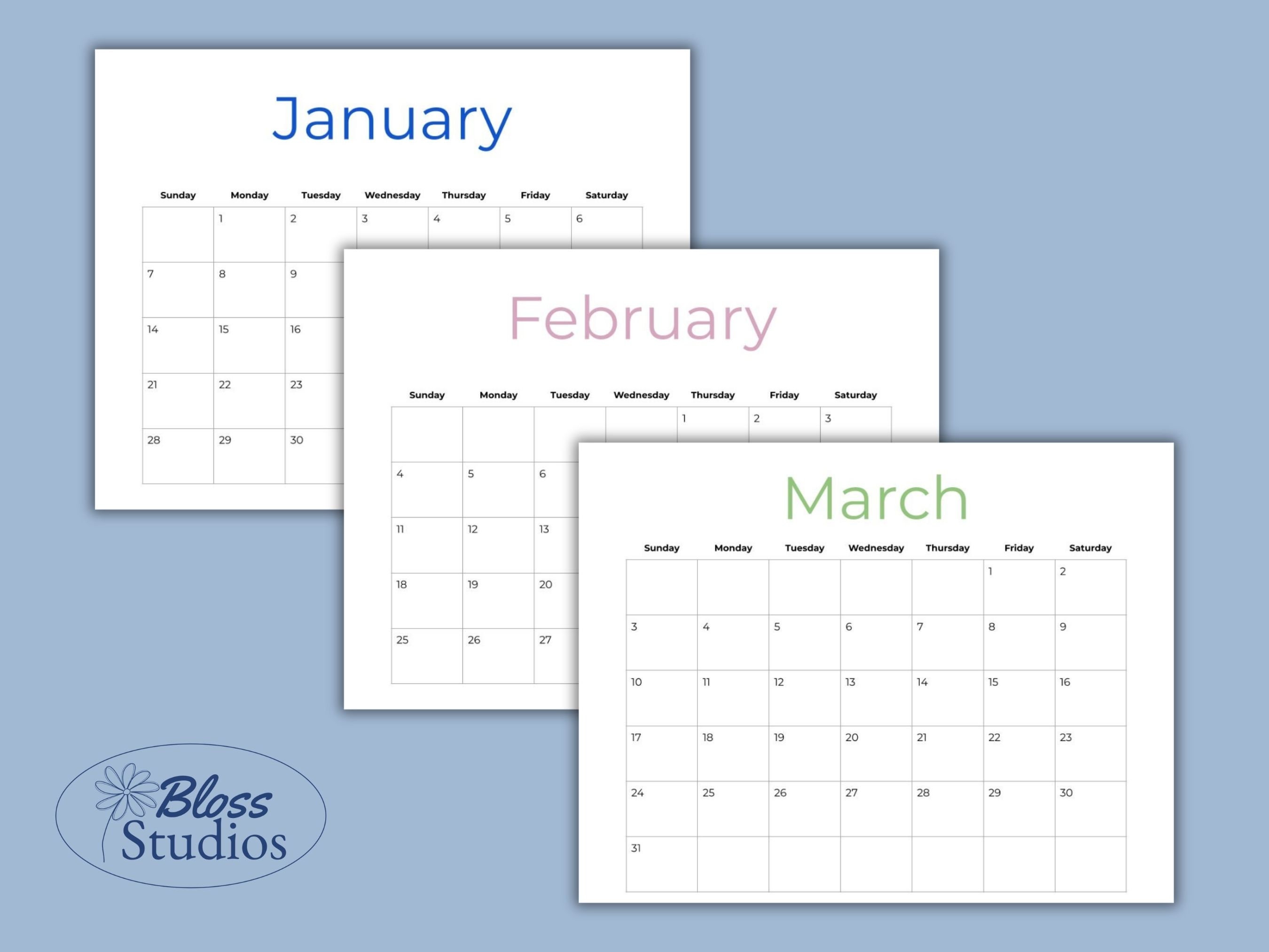 2024 Minimalist Wall Calendar Printable | Office Calendars - Etsy