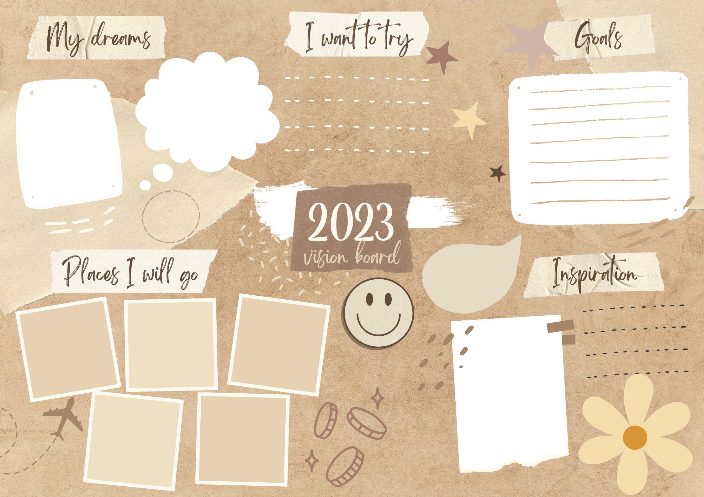 2023 Vision Board Printables Digital Vision Board Kit Goal - Etsy UK