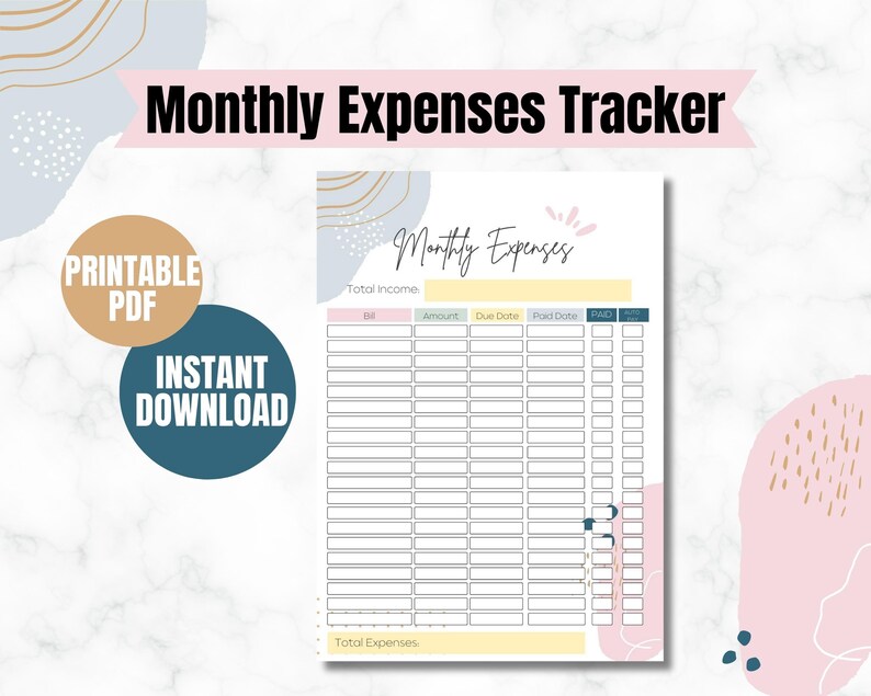 Expense tracker checklist yearly printable - questsat Expense tracker checklist yearly printable - questsat