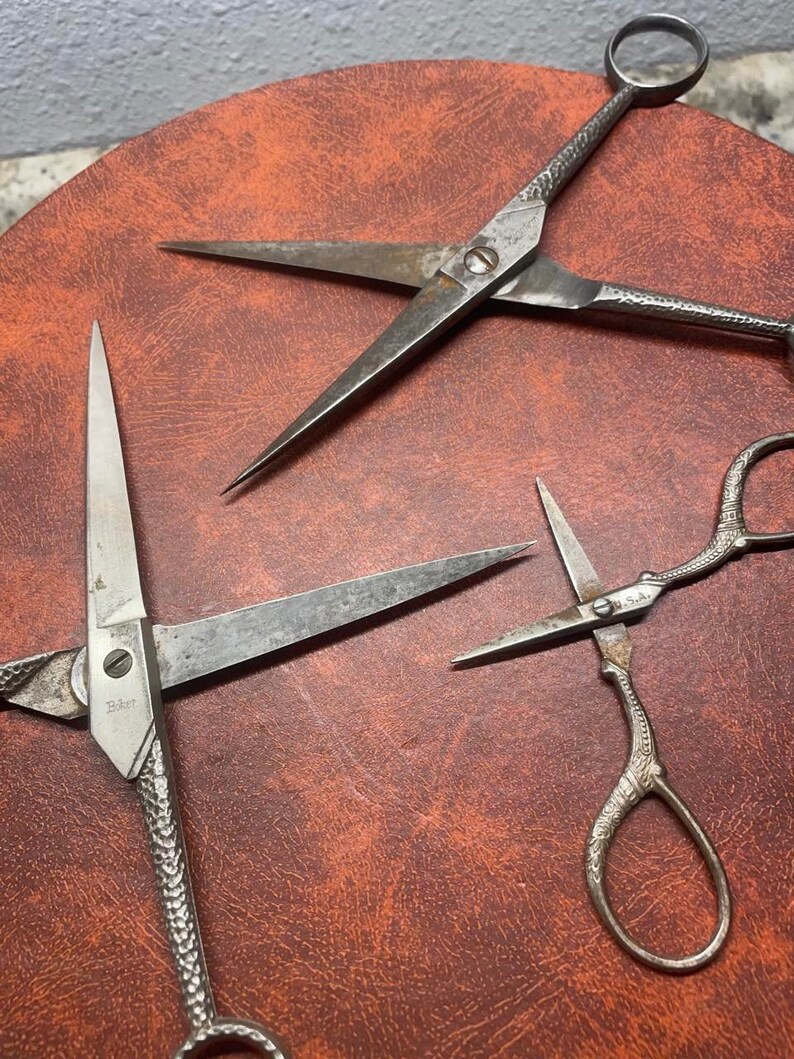 Antique Sewing Scissors and Vintage Barber Scissors LOT of 3 - Etsy