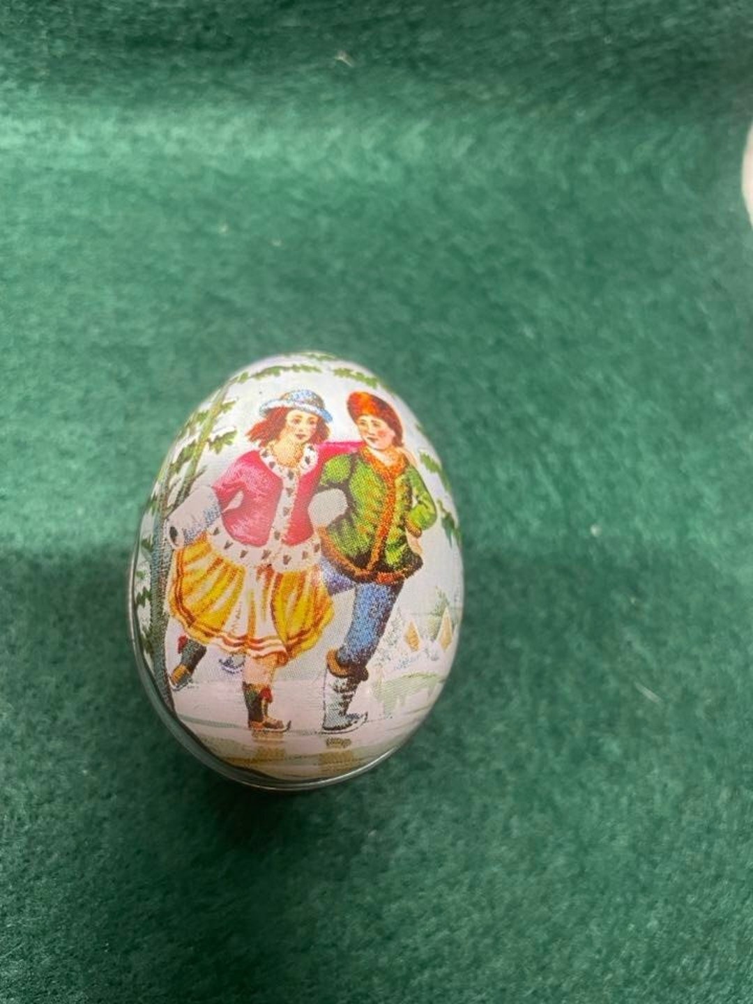 Vintage Ian Logan Swiss Made Metal Easter Egg Tin Ice Skating Couple - Etsy