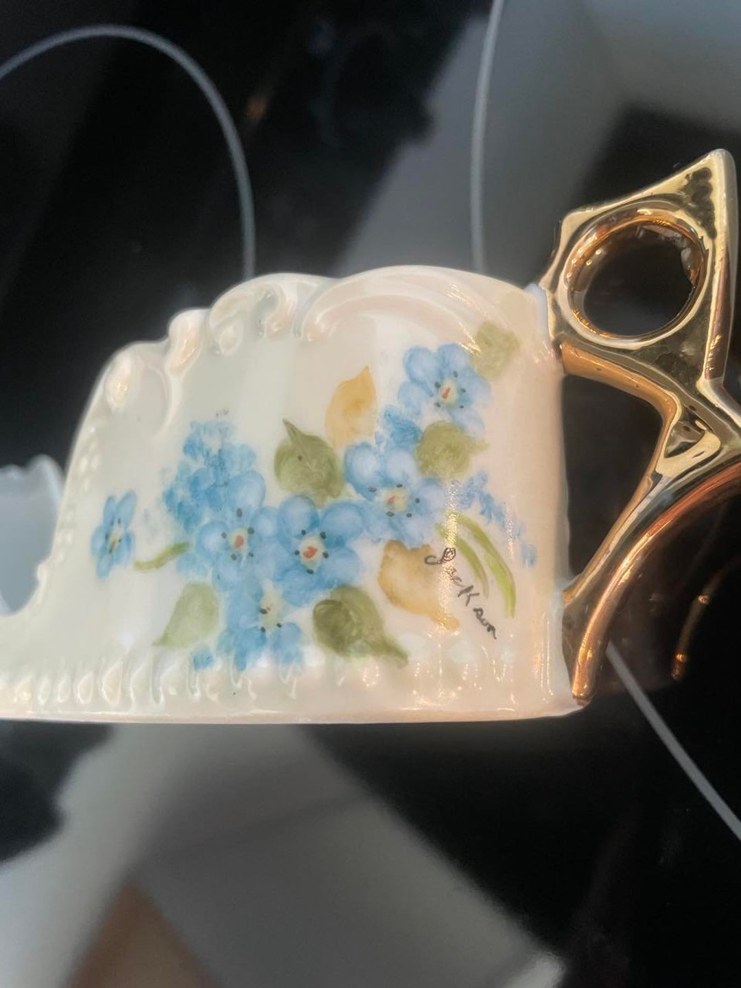 Vintage Forget Me Not Handpainted Flatware Holder, Signed - Etsy