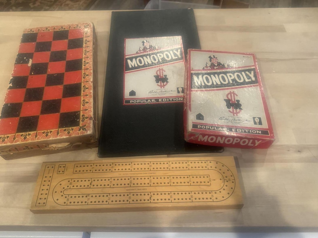 Vintage Monopoly, Life of Hoyle Backgammon Checkers, Cribbage Board LOT ...