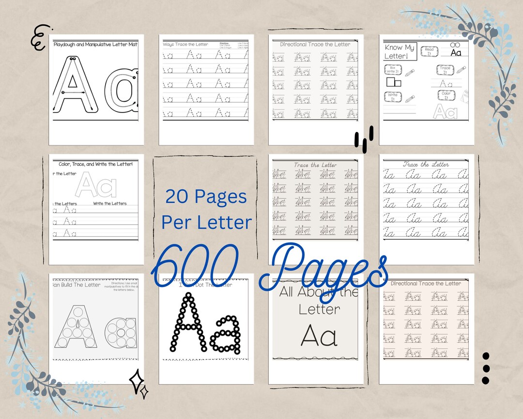 All Alphabet Learning Bundle 600 Printable Pages Alphabet - Etsy