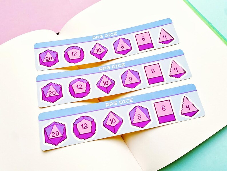 Pixel Art Dice Set Sticker Sheet | Dnd Fantasy Stationery | Journal ...