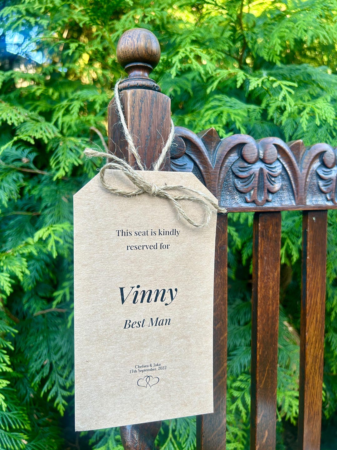 Seat Reservation Tags Cards - Wedding Ceremony Seating - Blessing Seat ...