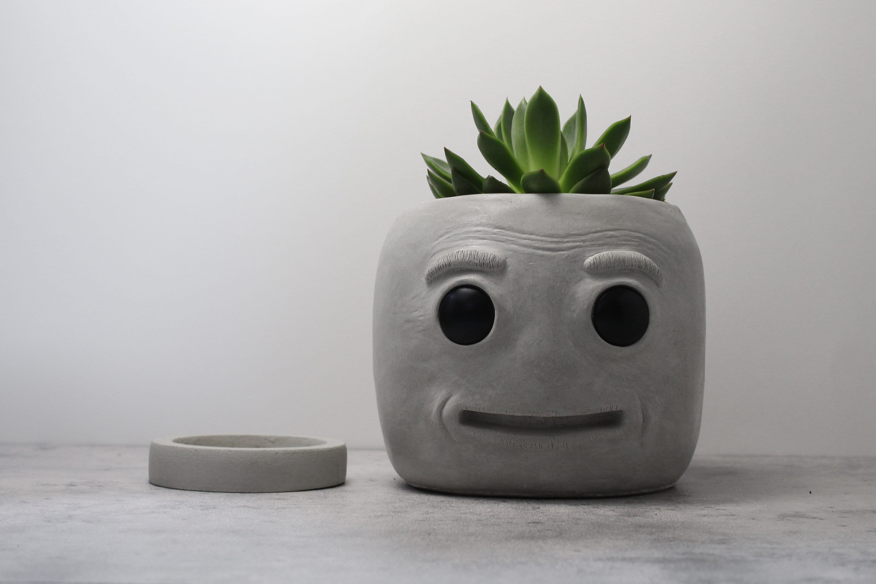 Brick Man Concrete Planter – Funny Desk Pot With Drip Tray - Etsy