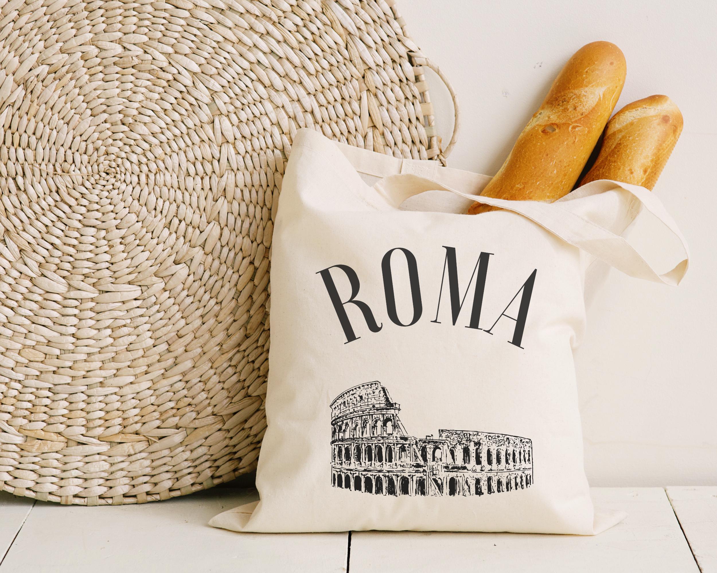 Roma Coliseum Cotton Canvas Tote Bag | Italian Eco Reusable Grocery ...