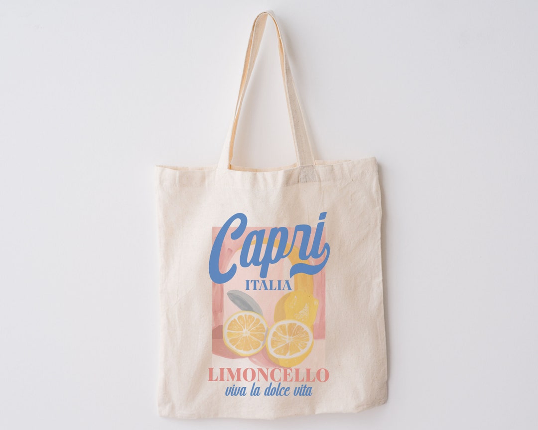 Capri, Italia Canvas Tote Bag | Limoncello, Amalfi Coast, Dolce Vita ...