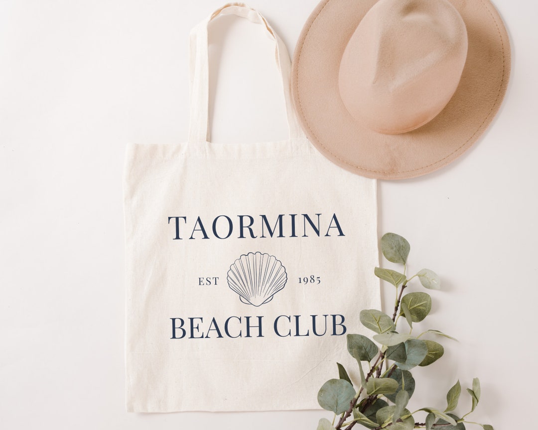 Taormina Beach Club Cotton Canvas Tote Bag | Super Cute Beach Bag ...