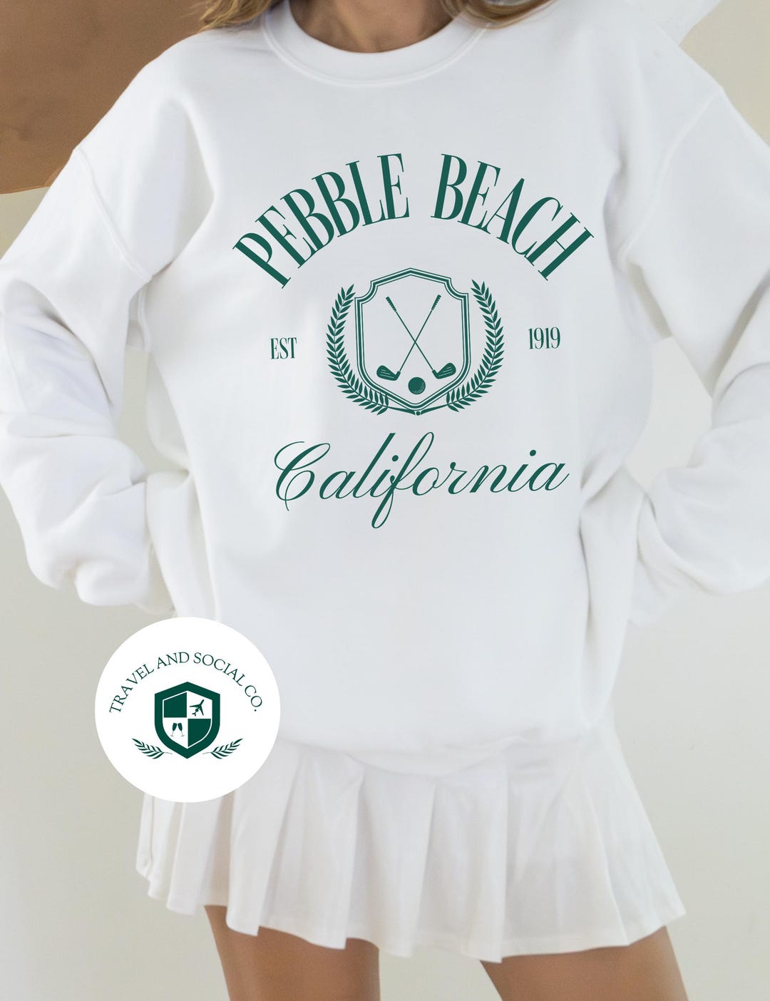 Pebble Beach, California Crewneck Sweatshirt | Vintage Retro Style ...