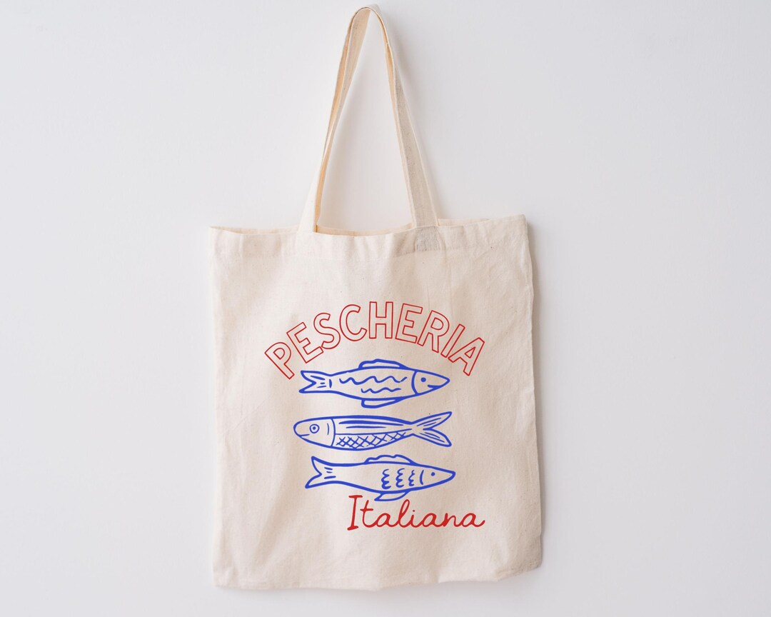 Pescheria Italiana Cotton Canvas Tote | Eco Reusable Grocery, Farmers ...